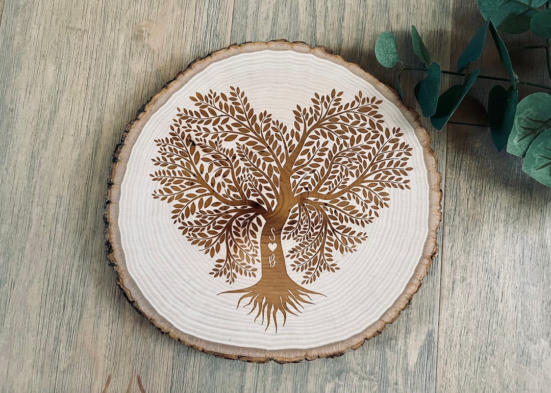 Personalized Engraved Initials on Tree Wood Slice Keepsake - Etsy