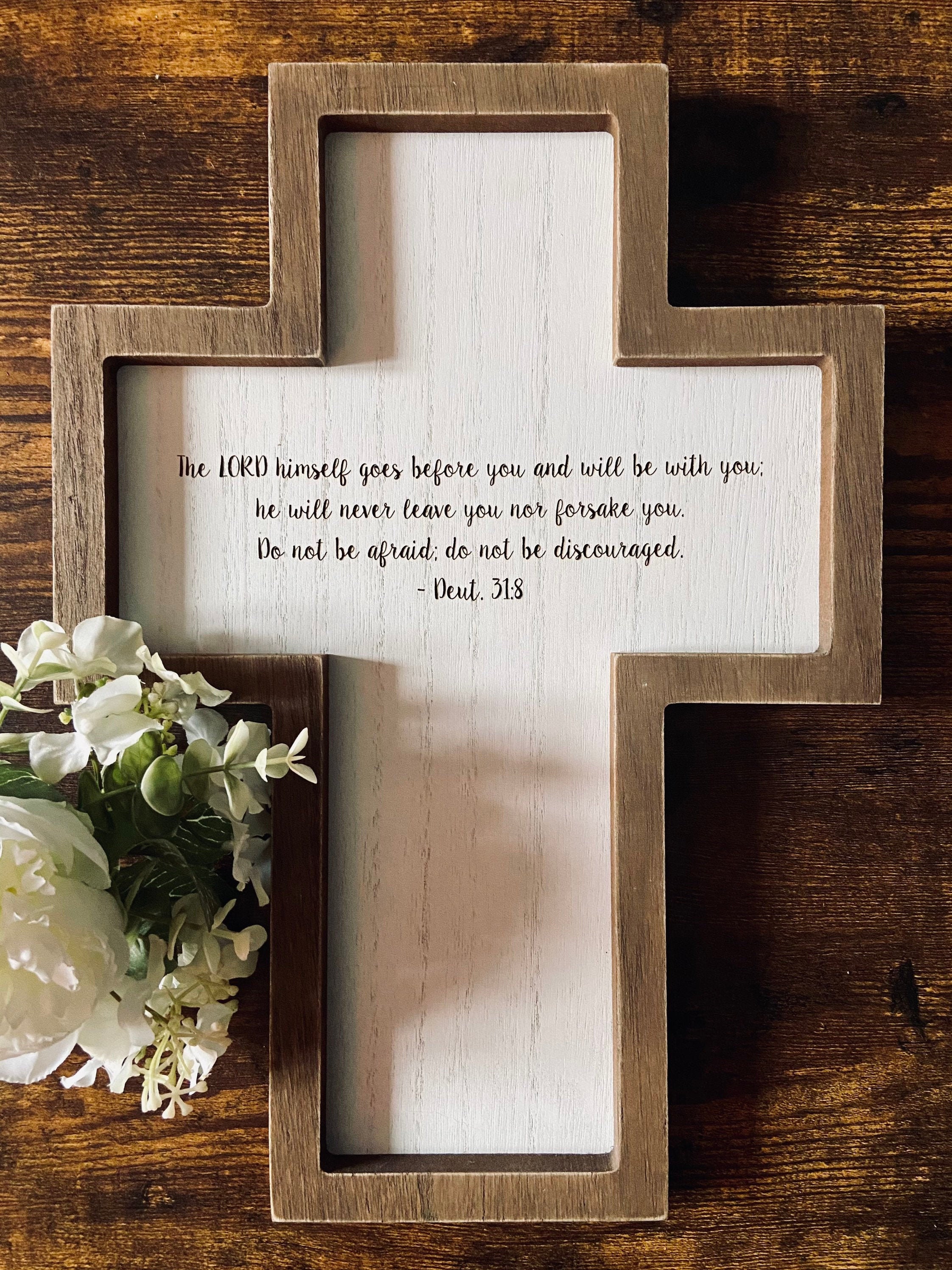 Custom Engraved Cross Wood Frame Personalized Gift Rustic - Etsy