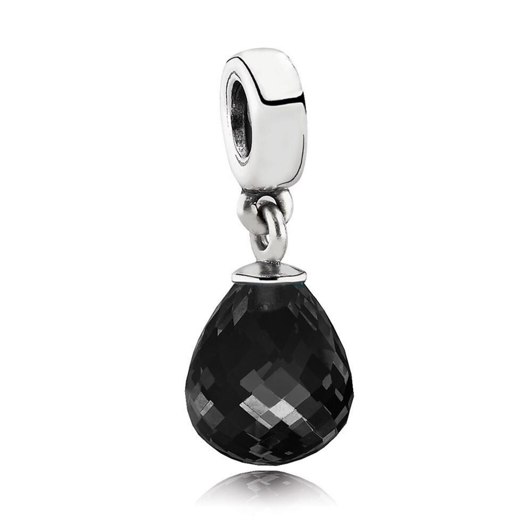 Pandora Black Glass Drop Silver Charm - Etsy