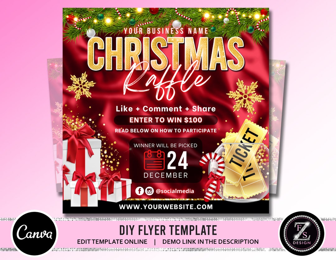 Christmas Raffle Giveaway Flyer, DIY Holiday Flyer, Giveaway Flyer ...