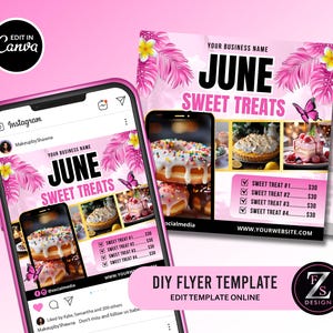 June Bakery Flyer, Bake Sale Flyer, Sweet Treats Flyer, Summer Flyer ...