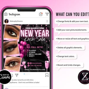 New Year Lash Sale Flyer, DIY Lash Extensions Flyer, Beauty Lash Deals ...