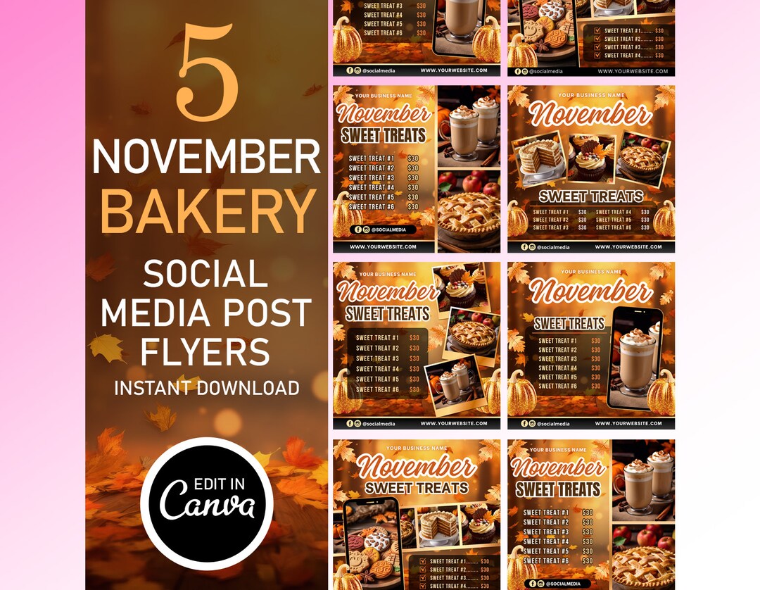 5 November Bake Sale Flyers, Bakery Flyer, November Sweet Treat Flyer ...
