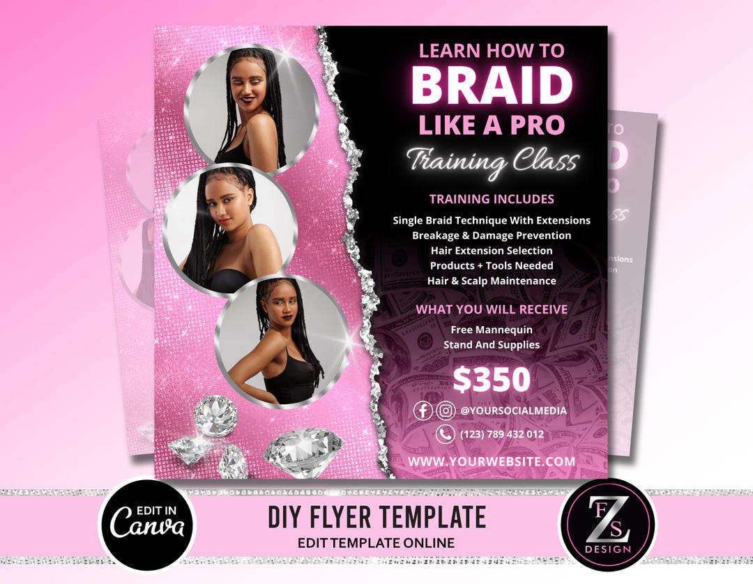 Braid Class Flyer, DIY Hair Flyer, Braiding Training Flyer, Social ...