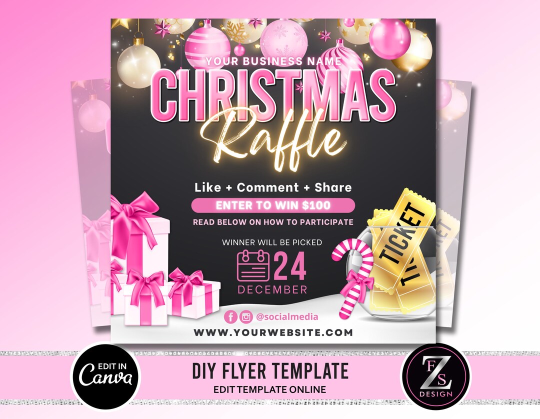 Christmas Raffle Giveaway Flyer, DIY Holiday Flyer, Giveaway Flyer ...