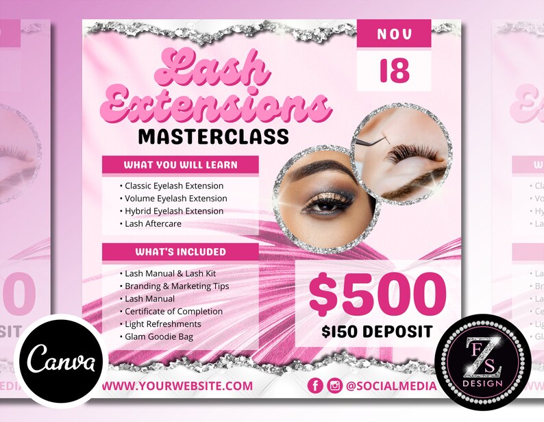Lash Extension Masterclass Flyer DIY Social Media Instagram - Etsy