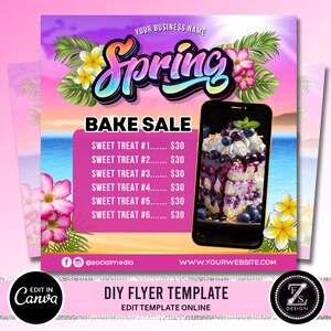 Spring Bake Sale Flyer, Bakery Flyer, Spring Sweet Treats Flyer, Spring ...