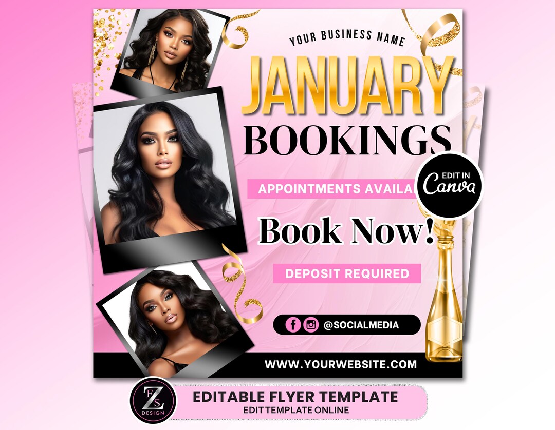 January Bookings Flyer, Book Now Flyer, January Appointment Flyer ...