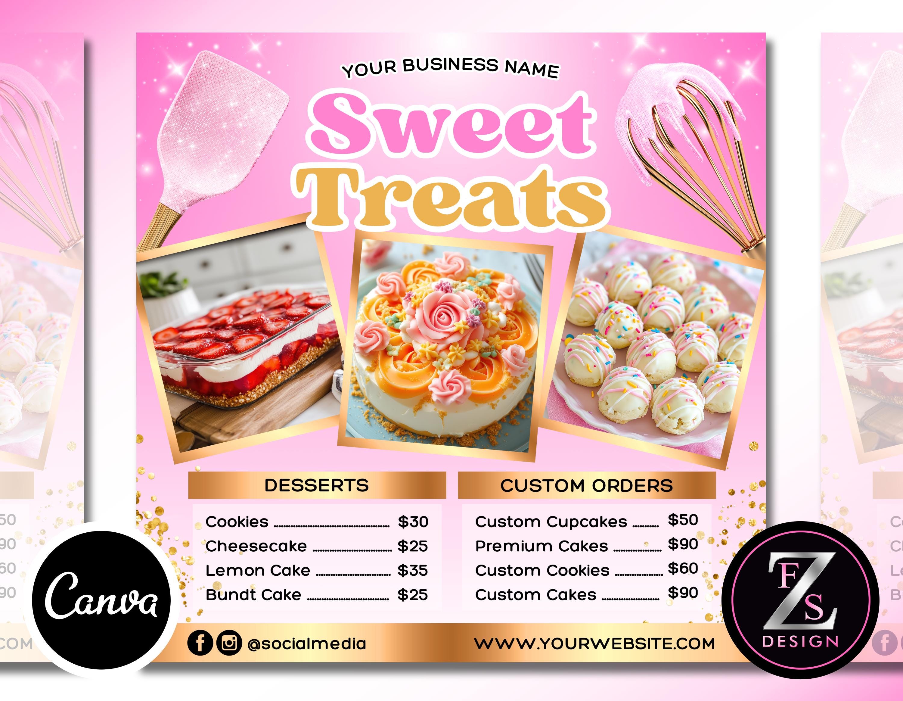 Bakery Flyer, Sweet Treats Flyer, Bake Sale Flyer, Dessert Flyer, Bake ...