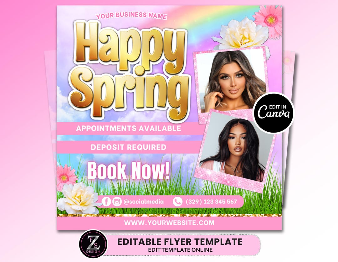Spring Bookings Flyer, Book Now Flyer, Spring Appointment Flyer, DIY ...