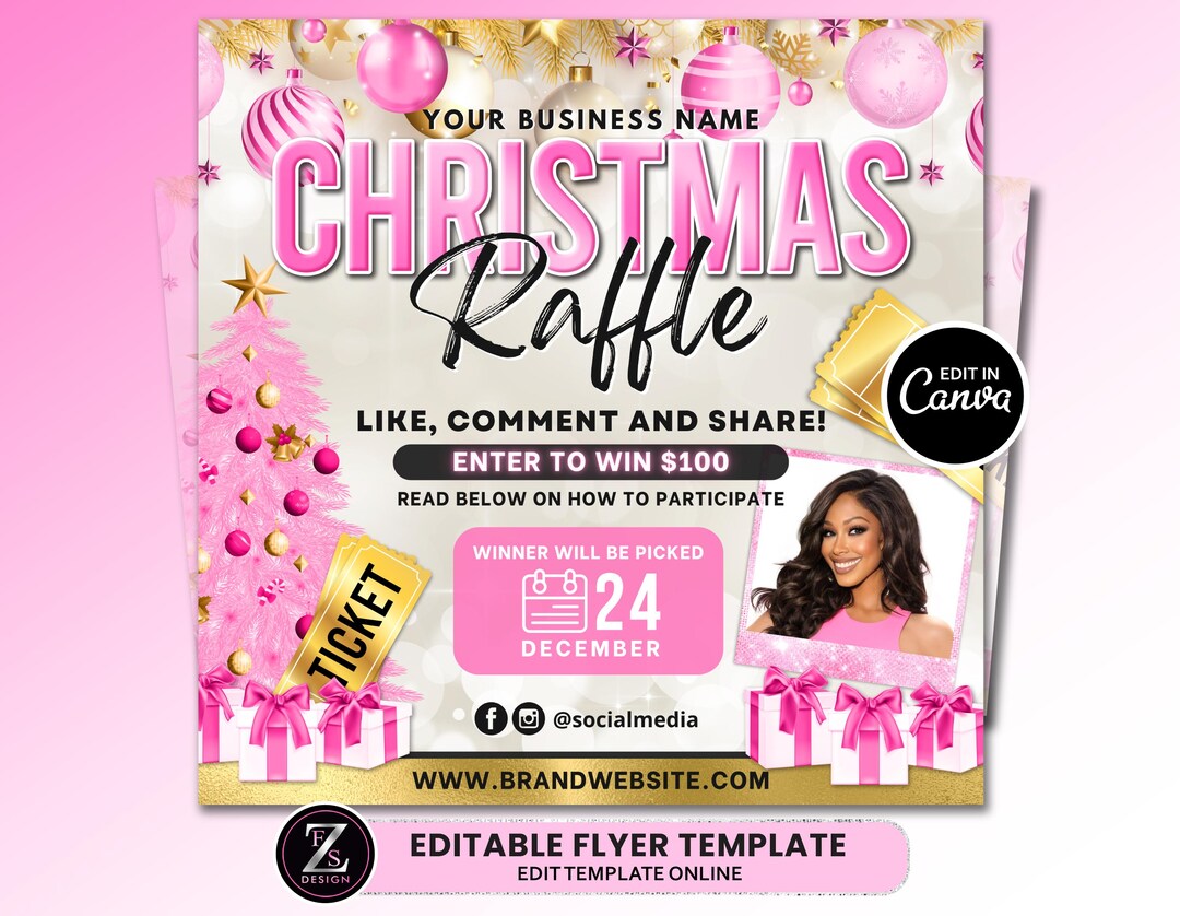 Christmas Raffle Giveaway Flyer, DIY Holiday Flyer, Giveaway Flyer ...