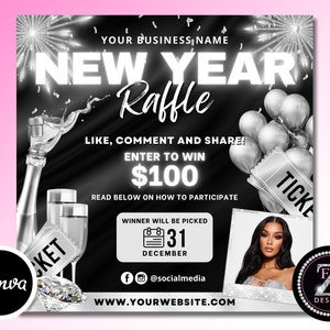New Year Raffle Giveaway Flyer, DIY Holiday Flyer, Giveaway Flyer ...