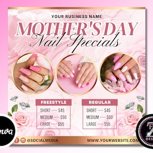 Mothers Day Nails Specials Flyer, Nail Prices Flyer, May Flyer, Nails ...