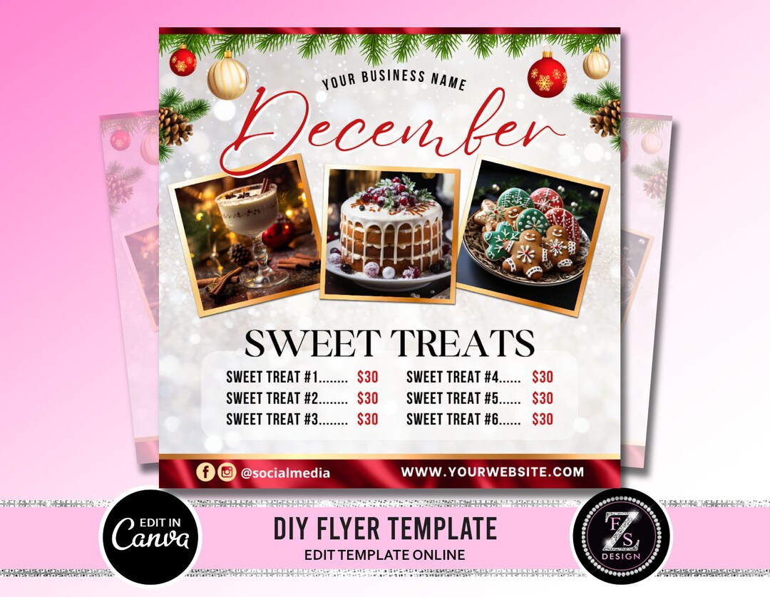 December Bake Flyer, Bakery Flyer, December Sweet Treats Flyer ...