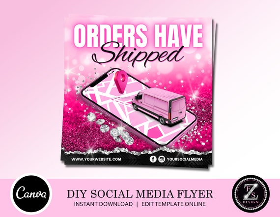 Orders Shipped Flyer DIY Delivery Social Media Instagram Hair - Etsy