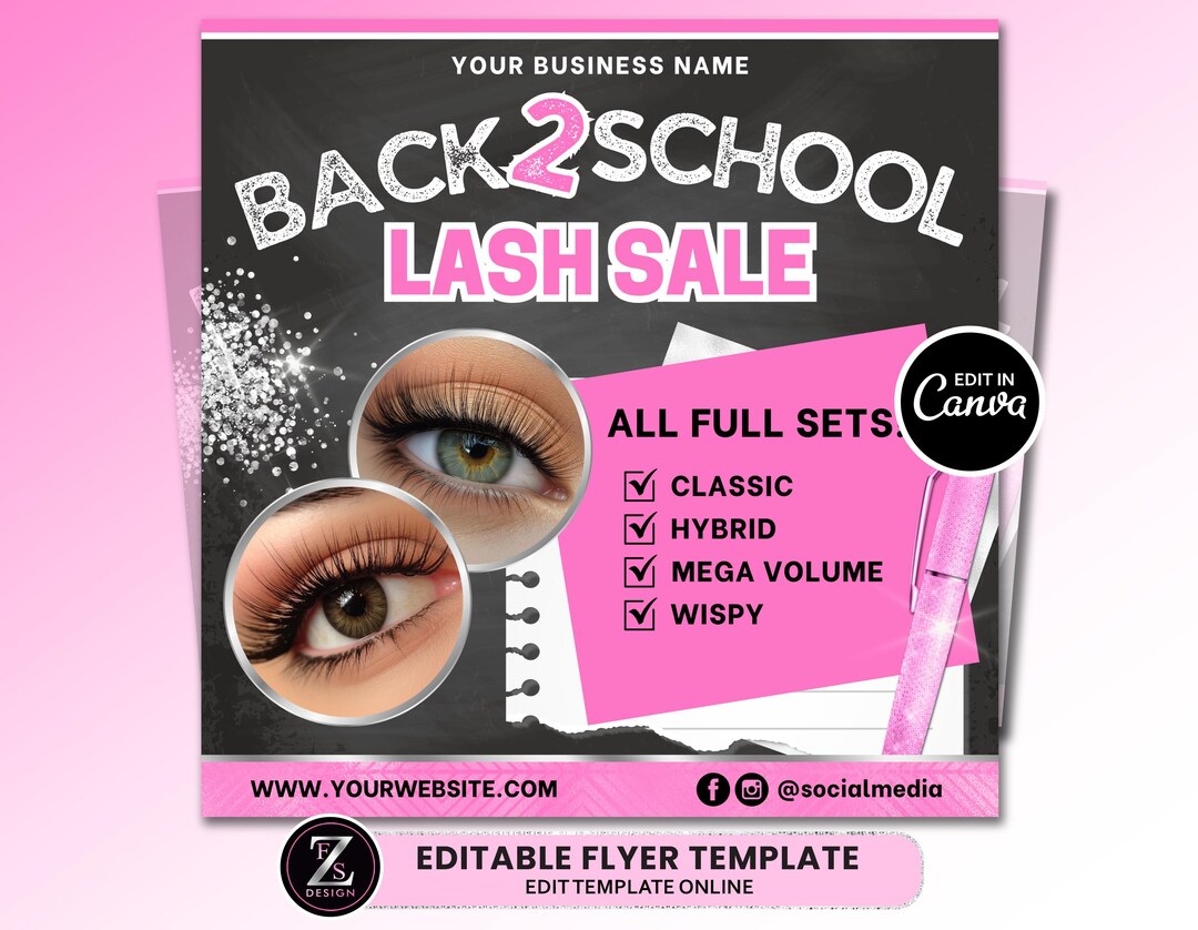 Back to School Lash Sale Flyer, DIY Lash Extensions Flyer, Beauty Lash ...