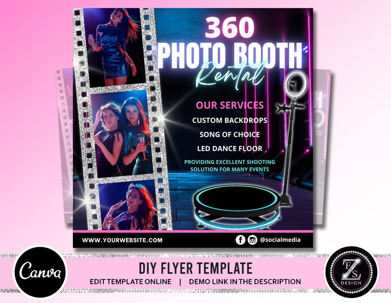 360 Photo Booth Rental Flyer DIY Party Rental Flyer Instagram - Etsy