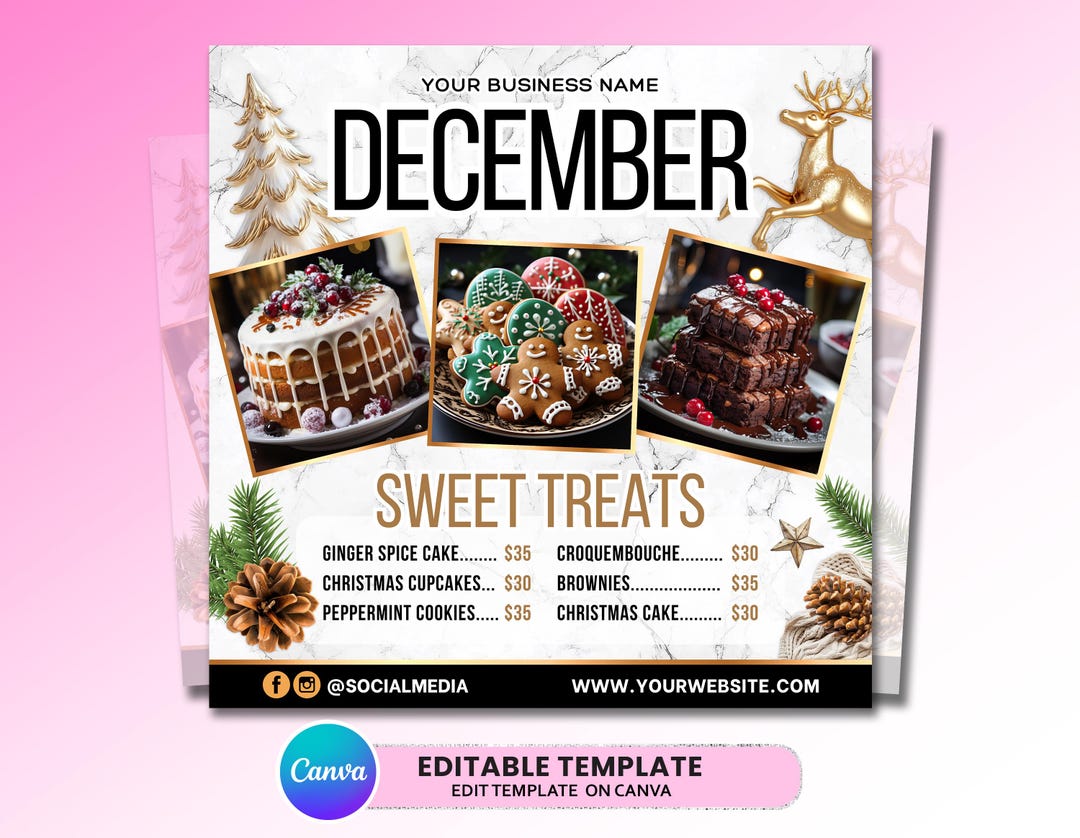 December Bake Flyer, Bakery Flyer, December Sweet Treats Flyer, Dessert ...