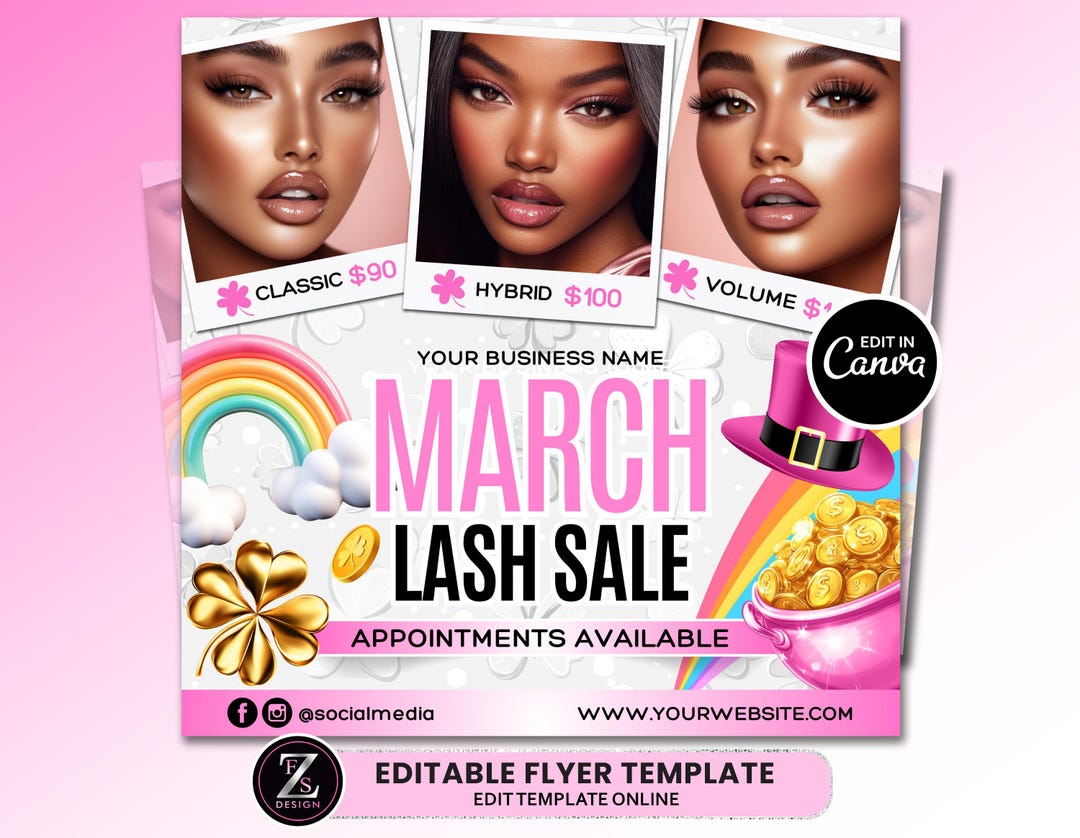 March Lashes Flyer, Patricks Day Flyer, Lash Extensions Flyer, Spring ...
