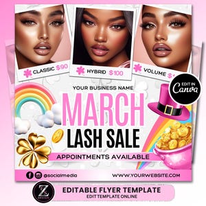 March Lashes Flyer, Patricks Day Flyer, Lash Extensions Flyer, Spring ...