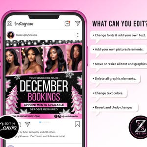 December Bookings Flyer, Book Now Flyer, Appointment Flyer, Holiday ...