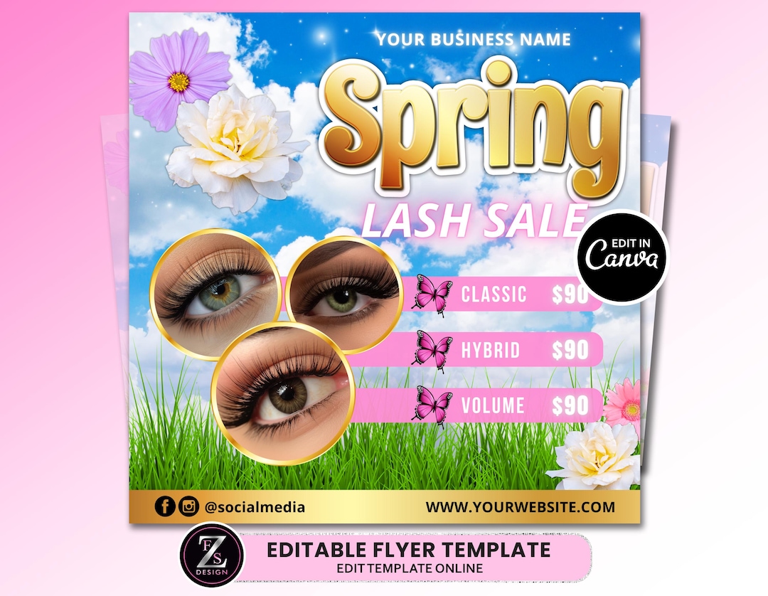 Spring Lash Sale Flyer, DIY Lash Extensions Flyer, Beauty Lash Deals ...