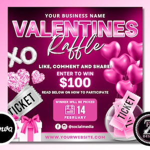 Valentines Day Raffle Giveaway Flyer, DIY Valentines Flyer, Giveaway ...