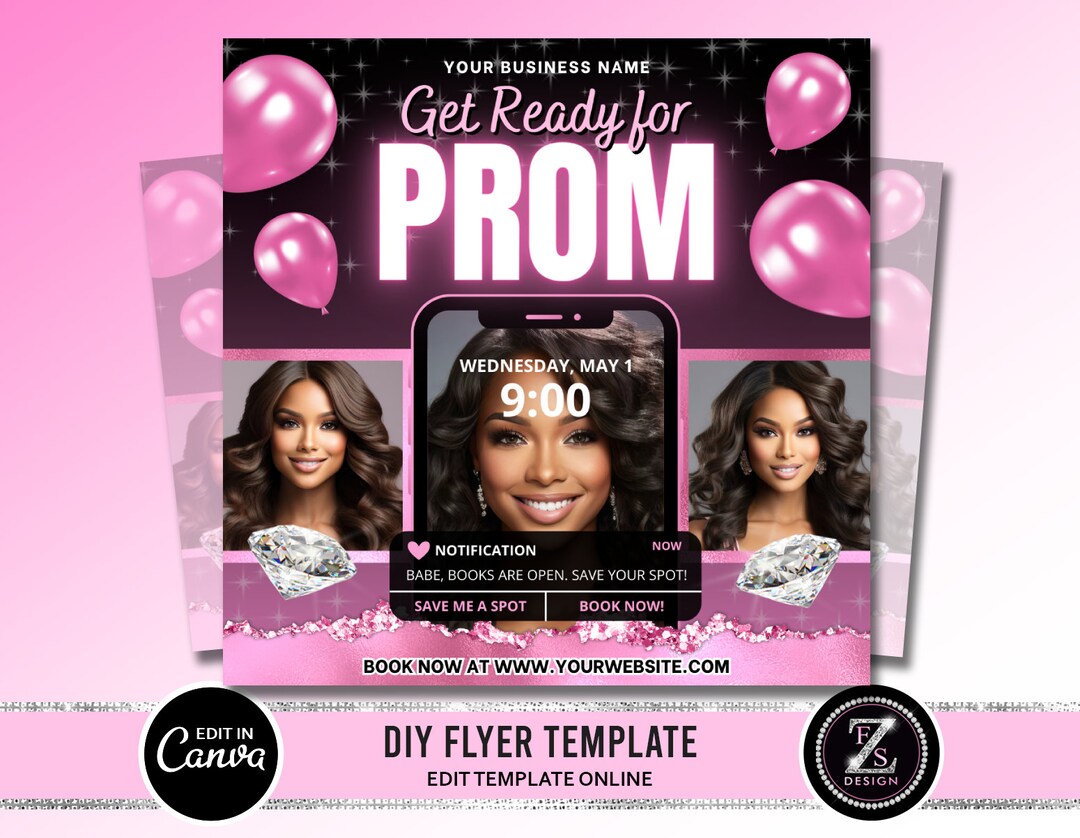Prom Bookings Flyer, Prom Makeup Flyer, Prom Queen MUA Flyer ...