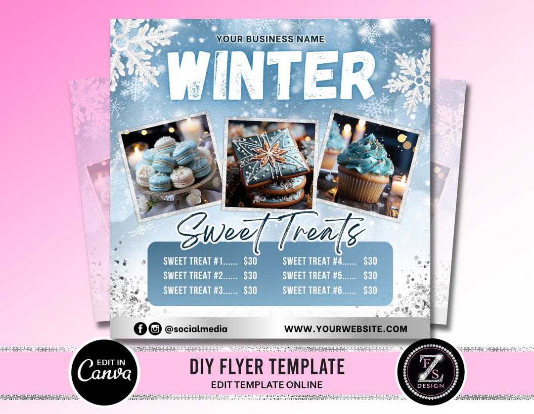 Winter Bake Sale Flyer, Bakery Flyer, Winter Sweet Treats Flyer, Winter ...