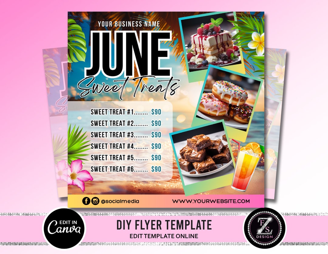 June Bakery Flyer, Bake Sale Flyer, Sweet Treats Flyer, Summer Flyer ...
