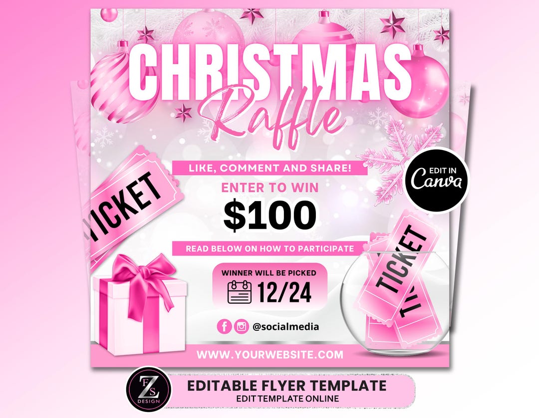 Christmas Raffle Giveaway Flyer, Holiday Flyer, Giveaway Flyer ...