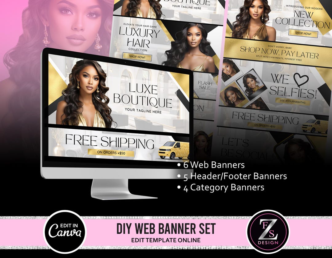 DIY Web Banners Set, 15 Website Banners Beauty Artist Hair Nails ...