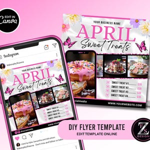 April Bake Sale Flyer, Bakery Flyer, Sweet Treats Flyer, April Dessert ...