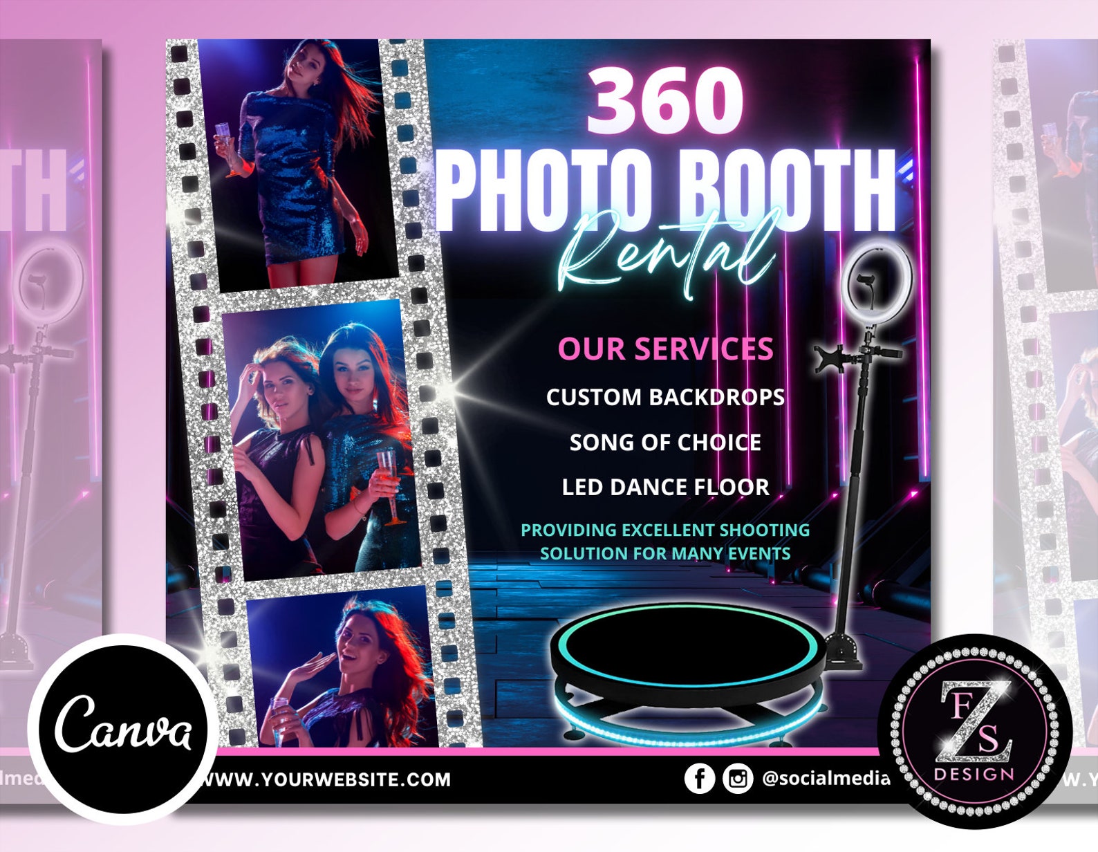 360 Photo Booth Rental Flyer DIY Party Rental Flyer Instagram - Etsy