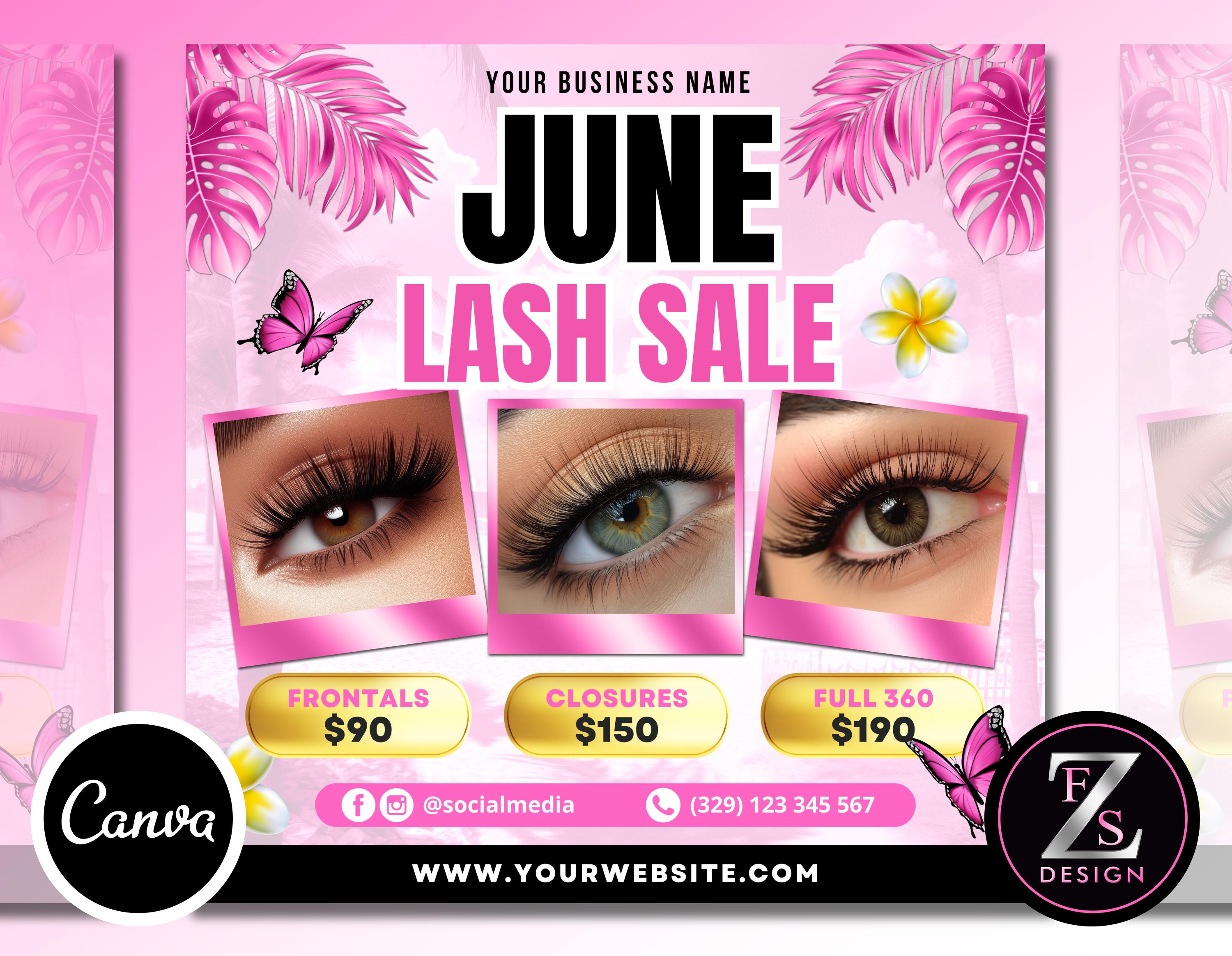 June Lash Sale Flyer, DIY Lash Extensions Flyer, Lash Deals Flyer ...