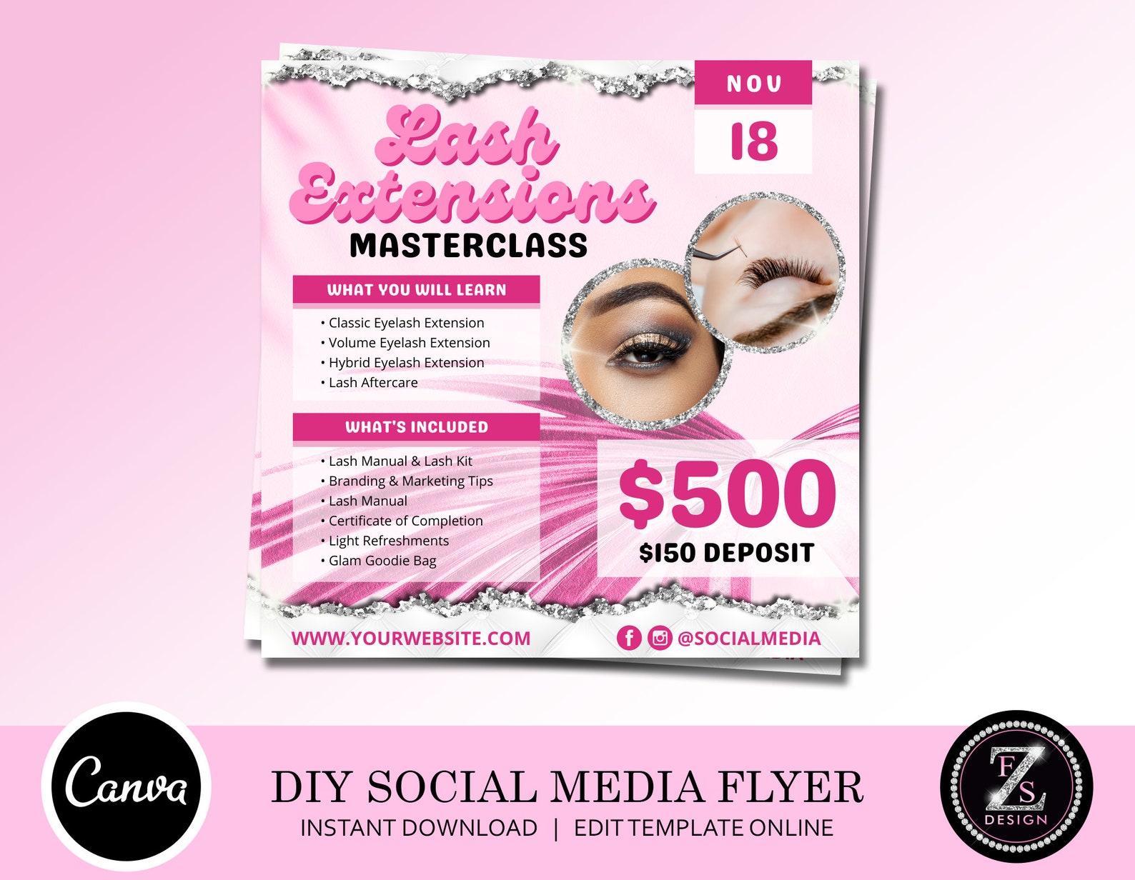 Lash Extension Masterclass Flyer DIY Social Media Instagram - Etsy