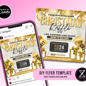 Christmas Raffle Giveaway Flyer, DIY Holiday Flyer, Giveaway Flyer ...