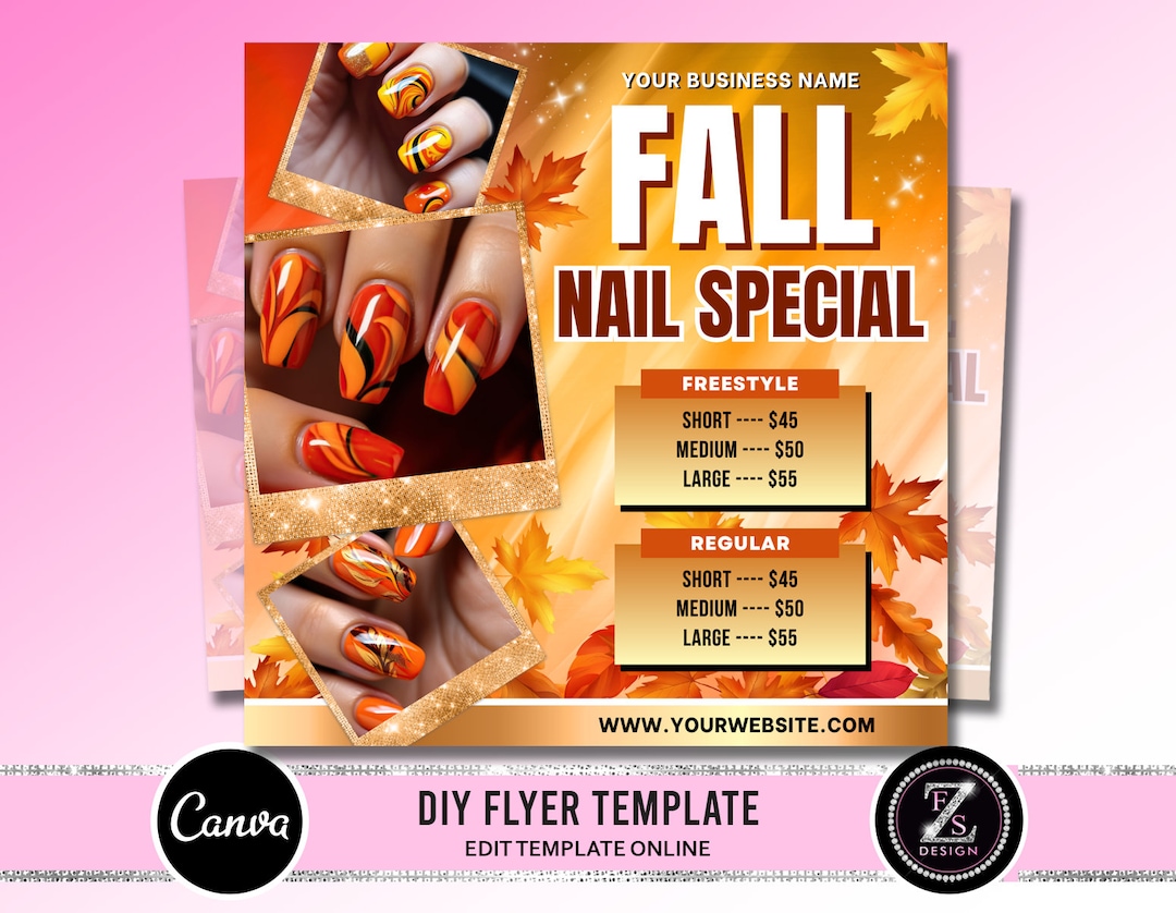 Fall Season Nails Specials Flyer Nail Prices Flyer Autumn - Etsy