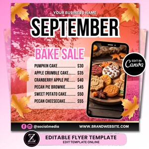 September Bakery Flyer, Bake Sale Flyer, September Sweet Treats Flyer ...