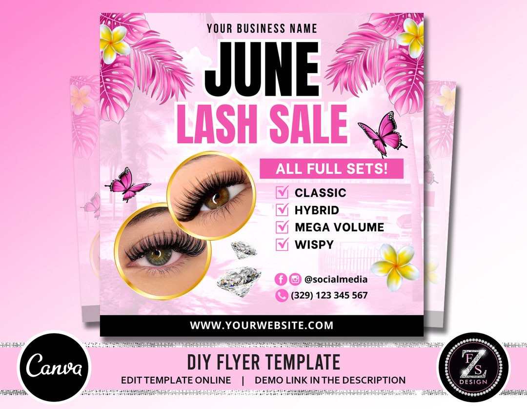 June Lash Sale Flyer, DIY Lash Extensions Flyer, Lash Deals Flyer ...