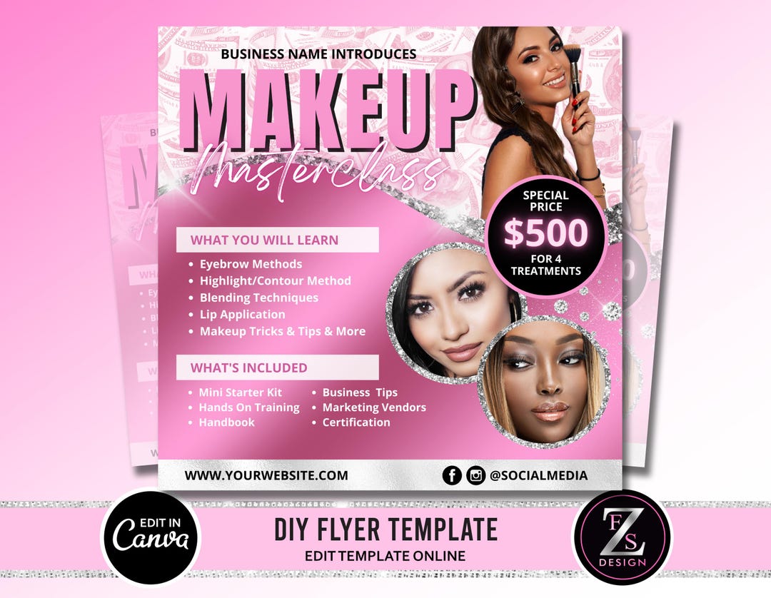 Beauty Makeup Masterclass Flyer, DIY Bookings Social Media Instagram ...