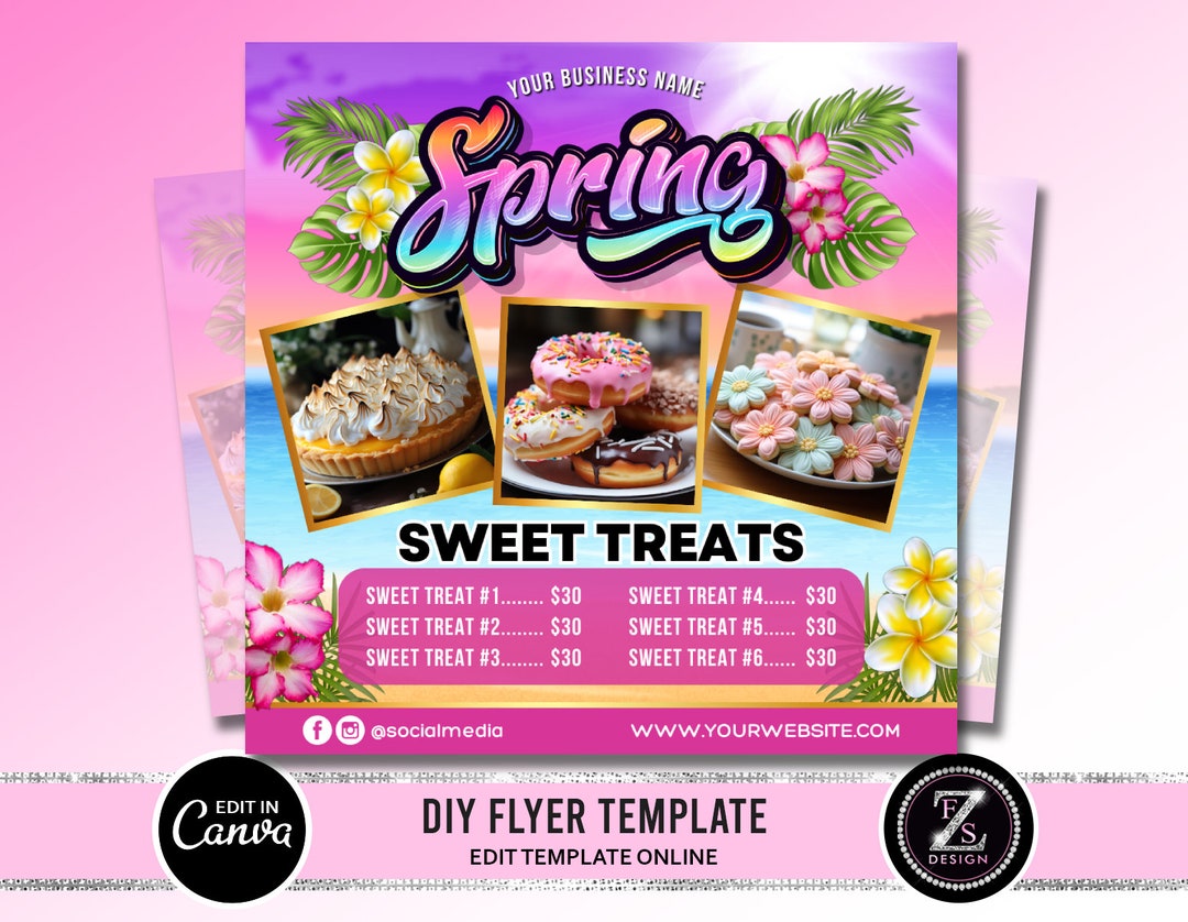 Spring Bake Sale Flyer, Bakery Flyer, Spring Sweet Treats Flyer, Spring ...