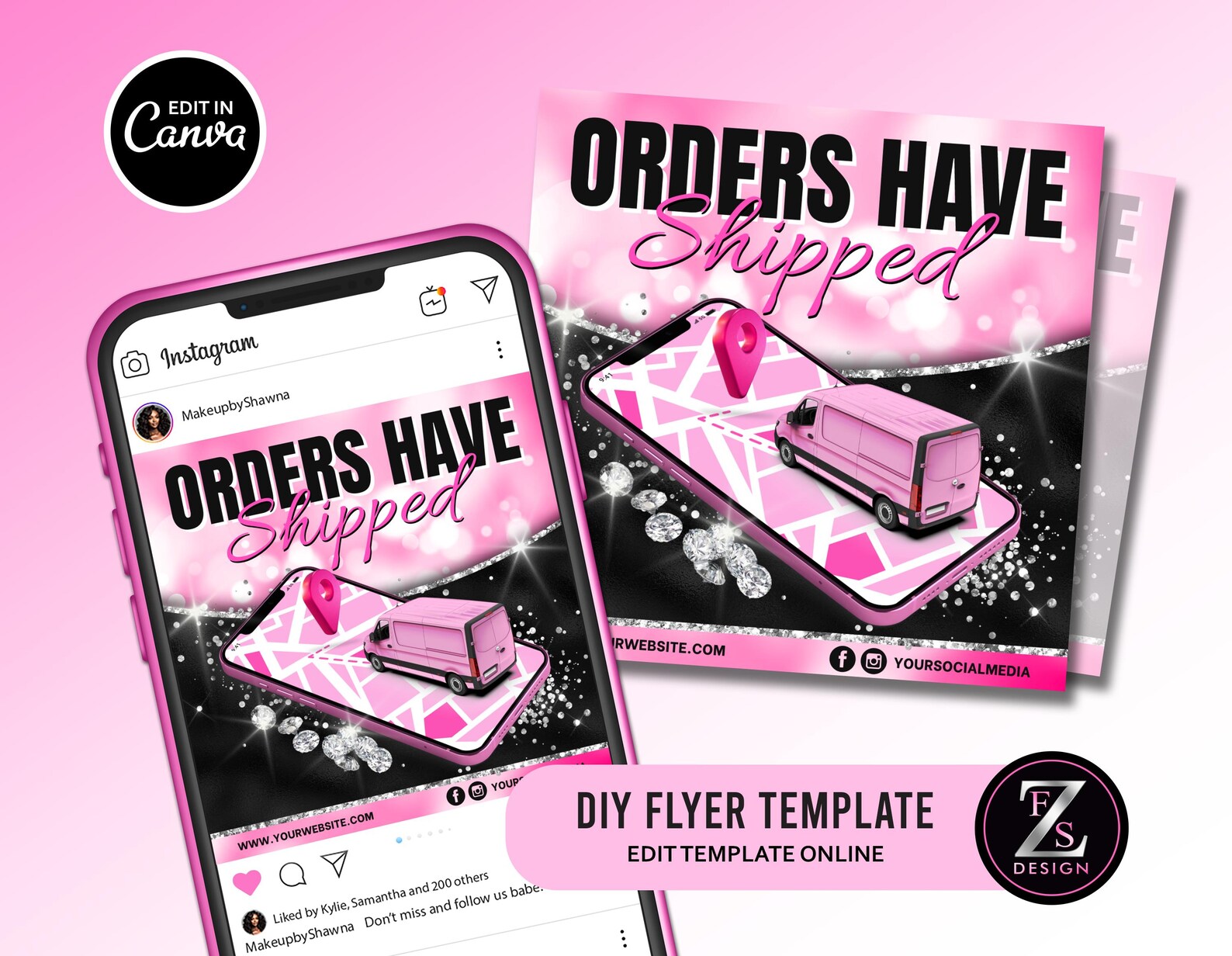 Orders Have Shipped Flyer, DIY Social Media Instagram Delivery Hair ...