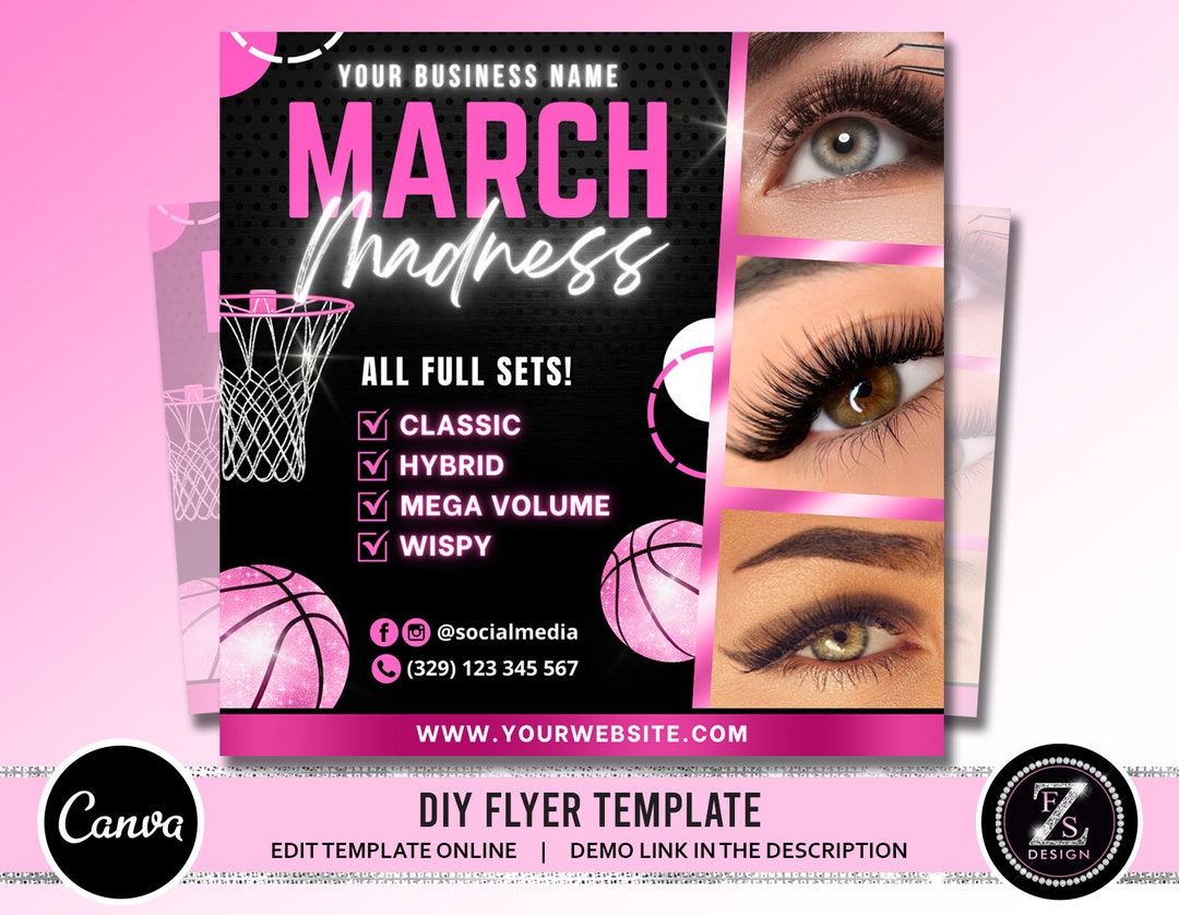 March Madness Lash Sale Flyer, DIY Lash Extensions Flyer, Beauty Lash ...