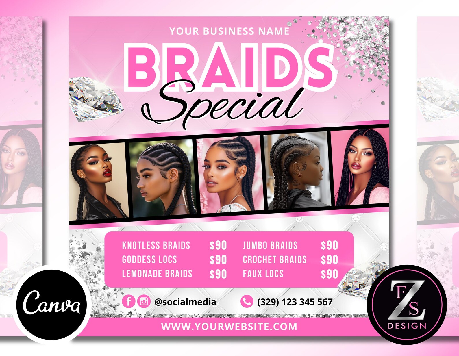 Braids Sale Flyer, Braids Special Flyer, Braid Prices Flyer, Braids ...