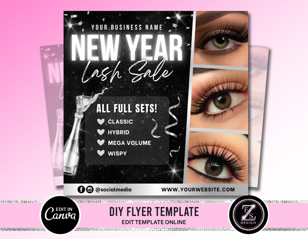 New Year Lash Sale Flyer, Lash Extensions Flyer, Lash Deals Flyer ...