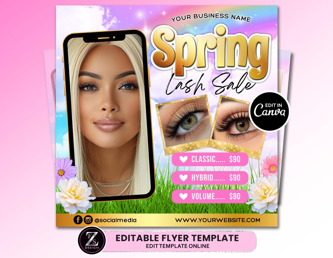 Spring Lashes Sale Flyer, DIY Lash Extensions Flyer, Beauty Lash Deals ...