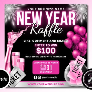 New Year Raffle Giveaway Flyer, DIY Holiday Flyer, Giveaway Flyer ...