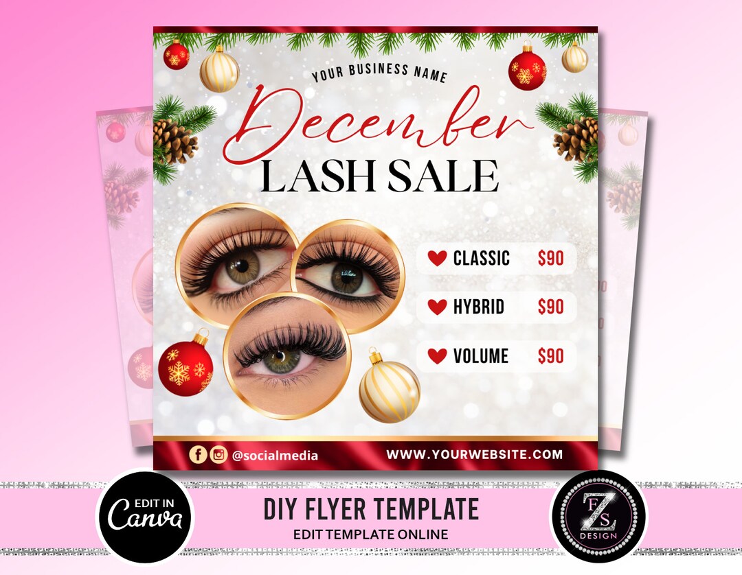 December Lash Sale Flyer, Lash Extensions Flyer, Lash Deals Flyer ...