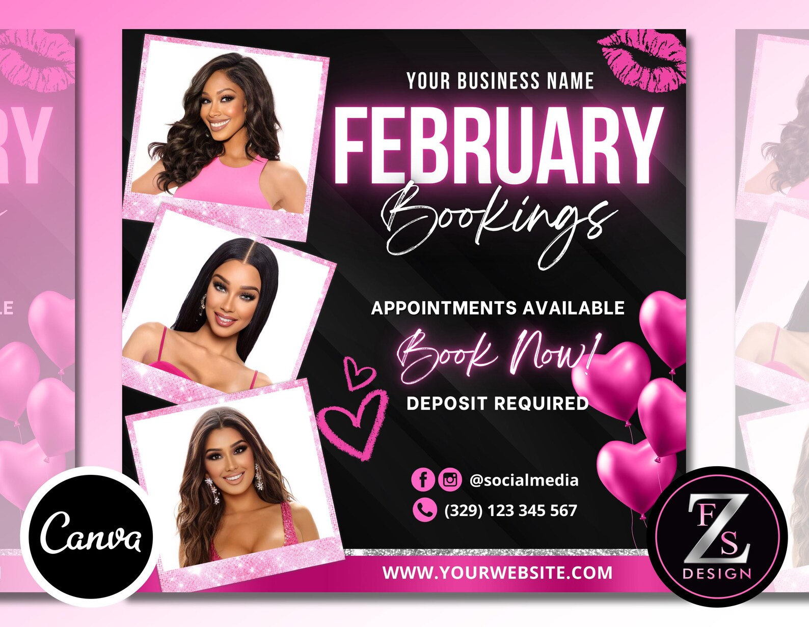 February Book Now Flyer, Valentines Day Booking Flyer, February ...